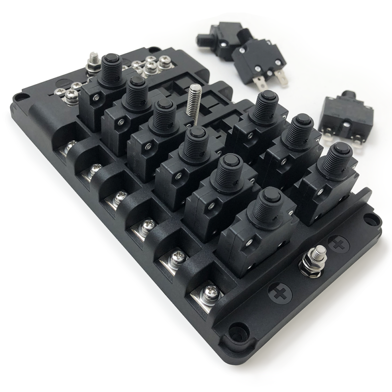 12 Circuit Breaker Block | With Negative Bus | New Wire Marine
