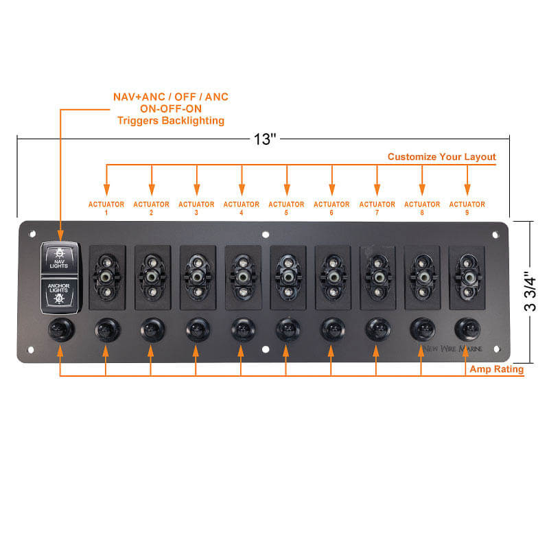 10 Switch Warm White Backlit Panel – SEAready Contura XIV