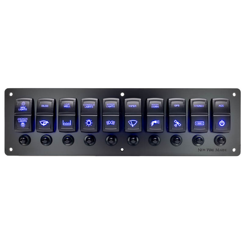 10 Switch Blue LED Backlit Panel – SEAready Contura XIV