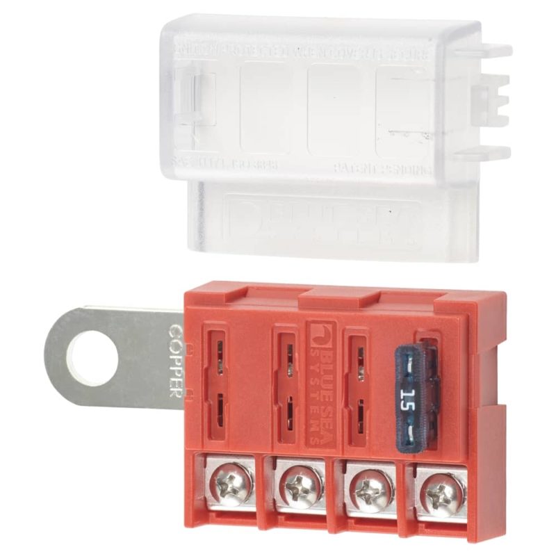 6 Circuit Fuse Block | With Negative Bus | Blue Sea 5025 | Marine Grade